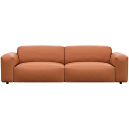 3-Sitzer FLEXLUX, B:252cm H:73cm T:102cm, braun, 100% Echteder, Sofas, "Lucera Sofa, super bequem durch hochwertigen Sitzaufbau mit Kaltschaum",