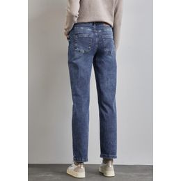 Weite Jeans Street One Gr. 25, Länge 30, mid blau random washed, Damen, Jeans, 82% Baumwolle, 15% Polyester, 3% Elasthan, unifarben, Jeans, 5-Pocket-Style