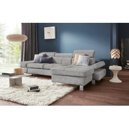 Ecksofa, B:292cm H:98cm T:167cm, grau, exxpo - SOFA FASHION, Luxus-Kunstleder;Webstoff (100% Polyester);Webvelours (100% Polyester), Wohnzimmer,