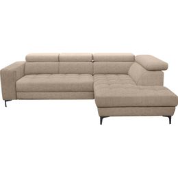 Ecksofa Alina, B:300cm H:102cm T:207cm, grau, Struktur TTA (100% Polyester), Wohnzimmer, Sofas, "Valea", mit Rückenlehnenverstellung, wahlweise mit