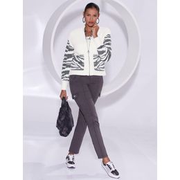 CR&Eacute;ATION L CREATION L Damen Cardigan, beige, Gr. 46, animal-print, gemustert, 68% Polyamid, 27% Polyacryl, 5% metallisierte Fasern, Strickjacken