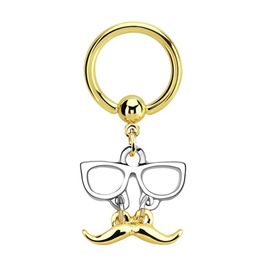 Adelia´s ADELIA ́S Damen Intimpiercing "Piercing Intimpiercing ", gold, Chirurgiestahl, Piercings, Intimpiercing Ring PVD golden 1,6 mm mit Brille und Bart
