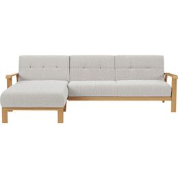 Sit & More Ecksofa SIT & MORE, B:264cm H:88cm T:183cm, beige, 100% Polyester, Wohnzimmer, Sofas, "Billund L-Form", Armlehnen aus eichefarbigem Buchenholz,