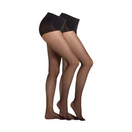Camano Damen Feinstrumpfhose "Strumpfhose 2er Pack", Gr. 48, schwarz, 81% Polyamid, 19% Elasthan, Strumpfhosen