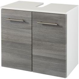 Waschbeckenunterschrank Welltime, B:60cm H:54cm T:35cm, silber, Holzwerkstoff, MDF, Badezimmer, Schr&auml;nke, "Trento, verschiedene Ausf&uuml;hrungen und
