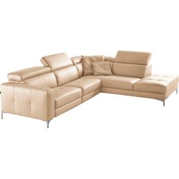 Ecksofa Egoitaliano, B:285cm H:100cm T:221cm, beige, Leder »BULL« (echtes Rindsleder). Geschliffenes, pigmentiertes und behandeltes Rindsleder mit
