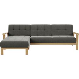 Sit & More Ecksofa SIT & MORE, B:264cm H:88cm T:183cm, braun, 95% Polyester 5% Polyamid, Wohnzimmer, Sofas, "Billund L-Form", Armlehnen aus eichefarbigem