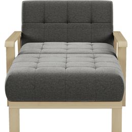 Sit & More Recamiere SIT & MORE, B:109cm H:88cm T:185cm, braun, 95% Polyester 5% Polyamid, Sofas, "Billund", Armlehnen aus Buchenholz in natur, verschiedene