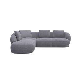 Ecksofa FLEXLUX, B:265cm H:85cm T:237cm, grau, 100% Polyester, Wohnzimmer, Sofas, "Torino, rund, L-Form, Sofa-Ecke mit Ottomane", Modernes,