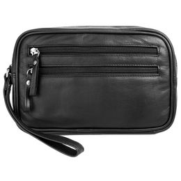 Bodenschatz Damen Handgelenktasche, schwarz, Leder, beschichtet, glänzend, Taschen, echt Leder