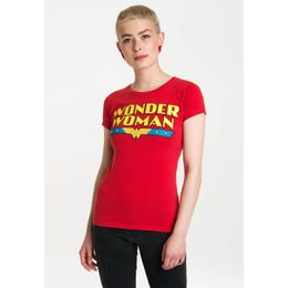 logoshirt Damen T-Shirt "Wonder Woman", rot, Gr. L, bedruckt, 100% Baumwolle, Shirts, mit lässigem Vintage-Print