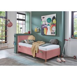 Meise M&ouml;bel Kinderbett MEISE.M&Ouml;BEL, B:100cm L:210cm, rosa, Betten, "COOL", Polsterbett wahlweise mit Bettkasten, Jugendbett inkl. USB-Anschluss