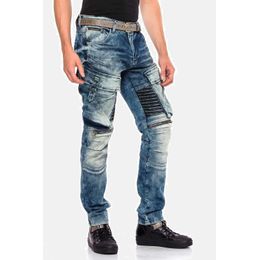 Cipo & Baxx CIPO & BAXX Herren Cargojeans "Jeans", blau, Basic, Gr. 31, unifarben, 98% Baumwolle;2% Elasthan, Jeans, im Used-Look, CD-523