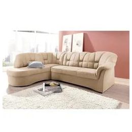 Ecksofa DOMO collection "Papenburg L-Form" Sofas Gr. B/H/T: 241cm x 84cm x 178cm, Kunstleder SOFTLUX, Ottomane links, ohne Bettfunktion, beige (creme) mit Ottomane, wahlweise Bettfunktion