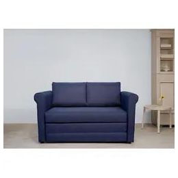 Schlafsofa Home Affaire "Lanas" Sofas Gr. B/H/T: 142cm x 87cm x 76cm, Webstoff fein, blau (dunkelblau) kompaktes 2-Sitzer mit Schlaffunktion, in verschiedenen Farben