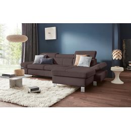 Ecksofa, B:292cm H:98cm T:167cm, braun, exxpo - SOFA FASHION, Luxus-Kunstleder;Webstoff (100% Polyester);Webvelours (100% Polyester), Wohnzimmer,