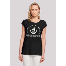 F4NT4STIC Damen T-Shirt "Go North Knut Jan Hamburg Knut Jan Hamburg", schwarz, Gr. M, Obermaterial: 100% Baumwolle, Shirts, Print