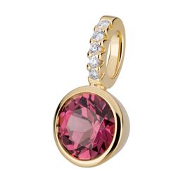 OROLINO Damen Kettenanh&auml;nger "Gold 585 mit 5x Brillant zus. 0,02ct. und Rhodolith", one-size, 0,02 SI = kleine Einschl&uuml;sse, Gold, 0,6 g, gelb, Gold,