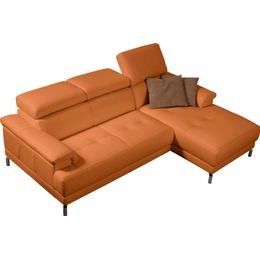 Ecksofa Egoitaliano, B:250cm H:99cm T:166cm, orange, Leder »BULL« (echtes Rindsleder). Geschliffenes, pigmentiertes und behandeltes Rindsleder mit