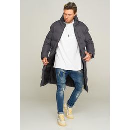 behype Herren Parka "LONGLINE PUFFER PARKA", grau, Gr. M, unifarben, 100% Polyester, Jacken, mit Kapuze