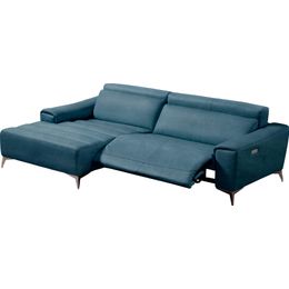 Ecksofa Egoitaliano, B:266cm H:95cm T:163cm, blau, Luxus-Micofaser Lederoptik (100% Polyester) ist ein neues technisches Gewebe mit einem visuellen