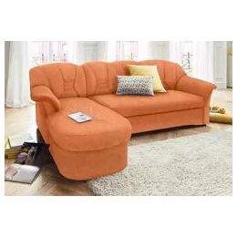 Ecksofa DOMO collection "Elva L-Form" Sofas Gr. B/H/T: 240cm x 84cm x 82cm, Microfaser PRIMABELLE, Recamiere links, ohne Federkern-ohne Bettfunktion, orange (terrakotta) wahlweise mit Bettfunktion und Federkern