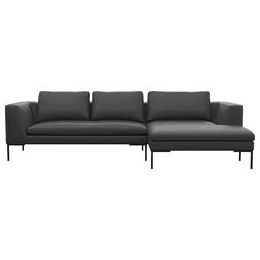 Ecksofa FLEXLUX "Loano" Sofas Gr. B/H/T: 298cm x 86cm x 169cm, Echtleder, Chaiselongue rechts, schwarz (deep black) modernes Sofa, frei im Raum stellbar, lose Kissen, Kaltschaum Sitz