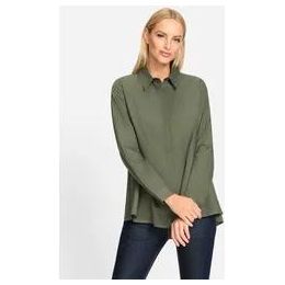 Longbluse Heine Gr. 40, grün (khaki), Damen, 50% Baumwolle, 50% Polyester, unifarben, Blusen