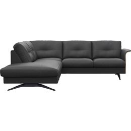 Ecksofa FLEXLUX, B:236cm H:81cm T:224cm, schwarz, 100% Echteder, Wohnzimmer, Sofas, "Glow, super bequem durch hochwertigem Sitzaufbau mit Federkern,