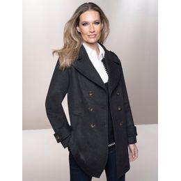 Heine Damen Cabanjacke, schwarz, Gr. 42, unifarben, 65% Polyester, 35% Wolle, Jacken
