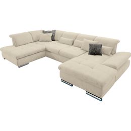 Wohnlandschaft, B:365cm H:80cm T:225cm, beige, SET ONE BY Musterring, Sofas, "SO 4100 komfortable Federkernunterfederung, inkl. Kopfteilverstellung",