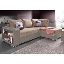 Ecksofa Collection AB, B:226cm H:85cm T:160cm, braun, Zierkissen: 100% Polyester;Struktur (100% Polyester);Kunstleder SOFTLUX / Struktur (80%