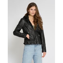 Mustang Damen Lederjacke "31022107", schwarz, Gr. M, Obermaterial: 100% Lammleder; Futter: 90% Baumwolle; 10% Polyester; Ärmelfutter: 100% Polyester;