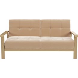 Sit & More 2,5-Sitzer SIT & MORE, B:169cm H:88cm T:106cm, braun, 100% Polyester, Sofas, "Billund", Armlehnen aus Buchenholz in natur, verschiedene Bez&uuml;ge und