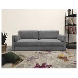 Schlafsofa Home Affaire "Calrence" Sofas Gr. B/H/T: 218cm x 86cm x 103cm, Chenille, schmale Armlehnen, grau (dark grey) mit aufklappbarer Bettfunktion, zwei Armlehnvarianten in der Serie