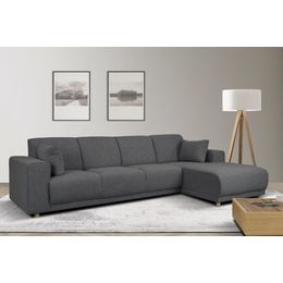 Ecksofa Home Affaire, B:297cm H:85cm T:162cm, grau, 100% Polyester, Wohnzimmer, Sofas, "LEMPS wahlweise Recamiere links oder rechts L-Form", incl.