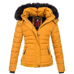 Navahoo Damen Steppjacke "Chloe", gelb, Gr. M, Obermaterial: 100% Polyester; Innenseite: 100% Polyester; Futter: 100% Polyester; Fellimitat: 90%