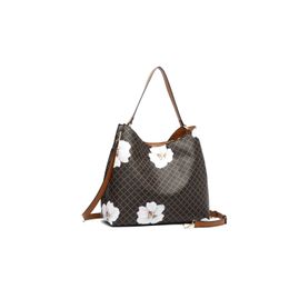 Damen Schultertasche "Flower", Collezione Alessandro, braun, Polyurethan (PU), Taschen, aus elegantem Softmaterial