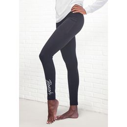 Damen Leggings, BENCH. LOUNGEWEAR, Gr. 36, schwarz, Single Jersey, Obermaterial: 95% Baumwolle, 5% Elasthan, unifarben, Basic, Hosen, mit gl&auml;nzender