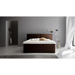Boxbett, B:181cm L:209cm, braun, ATLANTIC HOME COLLECTION, Komplettbetten, "NIKITA", bodentiefes Bett, wahlweise mit Matratze und Topper