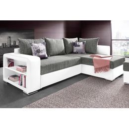 Ecksofa Collection AB, B:226cm H:85cm T:160cm, grau, Zierkissen: 100% Polyester;Struktur (100% Polyester);Kunstleder SOFTLUX / Struktur (80%