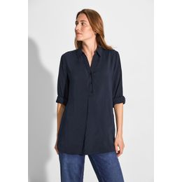 Cecil Damen Longbluse, blau, Gr. S, unifarben, Stoff, 84% Modal, 16% Polyester, Blusen, mit 3/4 Ärmeln