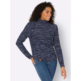 Casual Looks Damen Rollkragenpullover "Pullover", blau, Gr. 38, meliert, unifarben, 54% Baumwolle, 46% Polyacryl, Pullover