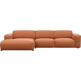 Ecksofa FLEXLUX, B:319cm H:73cm T:171cm, braun, 100% Echteder, Wohnzimmer, Sofas, "Lucera bequem und komfortabel durch hochwertigen Sitzaufbau,