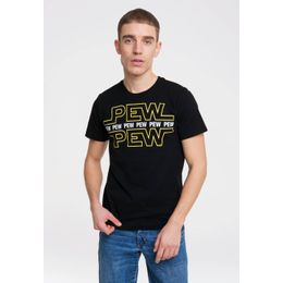 logoshirt Damen T-Shirt "Pew Pew", schwarz, Gr. S, bedruckt, 100% Baumwolle, Shirts, mit lustigem Frontprintmotiv