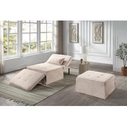 Schlafsofa, B:80cm H:43cm T:70cm, beige, ATLANTIC HOME COLLECTION, 100% PES, Kinderzimmer, Sofas, "Finn", wandelbar zum Loungesessel, Relaxliege und