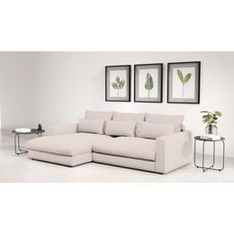 Ecksofa Home Affaire, B:271cm H:89cm T:171cm, beige, 92% Polyester, 8% Nylon, Wohnzimmer, Sofas, "Darwin, viele Kissen, extra tiefe Sitzfläche,