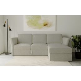 Ecksofa Home Affaire, B:242cm H:90cm T:155cm, beige, 53% strukturiertes Polyester, 47% Polyester, Wohnzimmer, Sofas, "Lavars, L-Form, Schlafsofa",