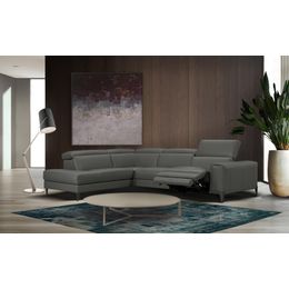 Ecksofa Calia italia, B:294cm T:227cm, grau, Wohnzimmer, Sofas, "Benja, Designsofa mit erstklassigen Komfortfunktionen zum Wohlfühlen", in Leder, mit