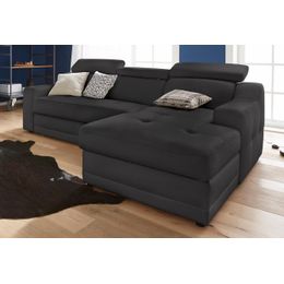 Ecksofa, B:242cm H:92cm T:98cm, schwarz, exxpo - SOFA FASHION, NaturLEDER (echtes Rindsleder) in Sitz und Rücken. Korpus in passendem Kunstleder